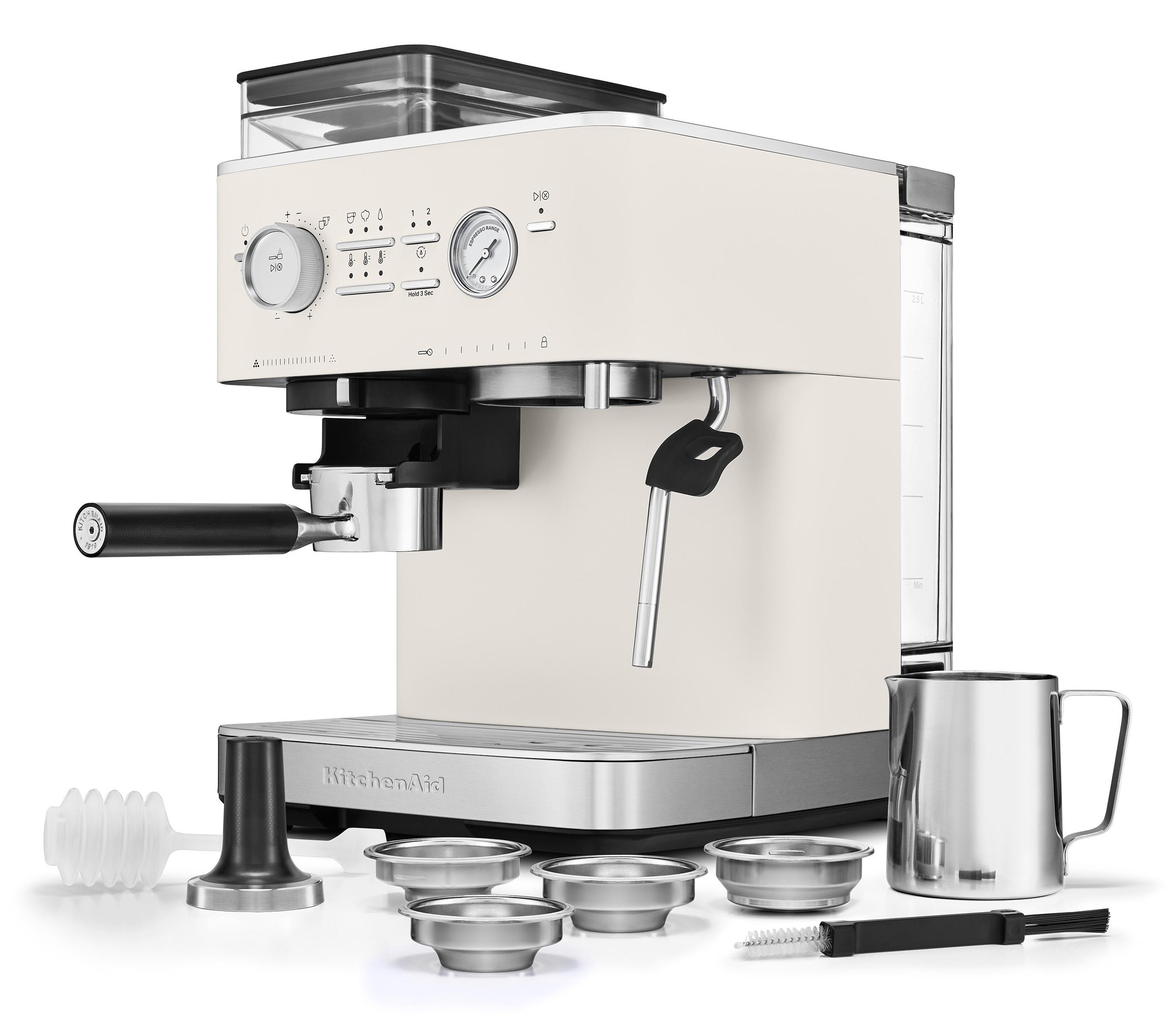 Semi Automatic Espresso Machine with Burr Grinder - Porcelain white ...