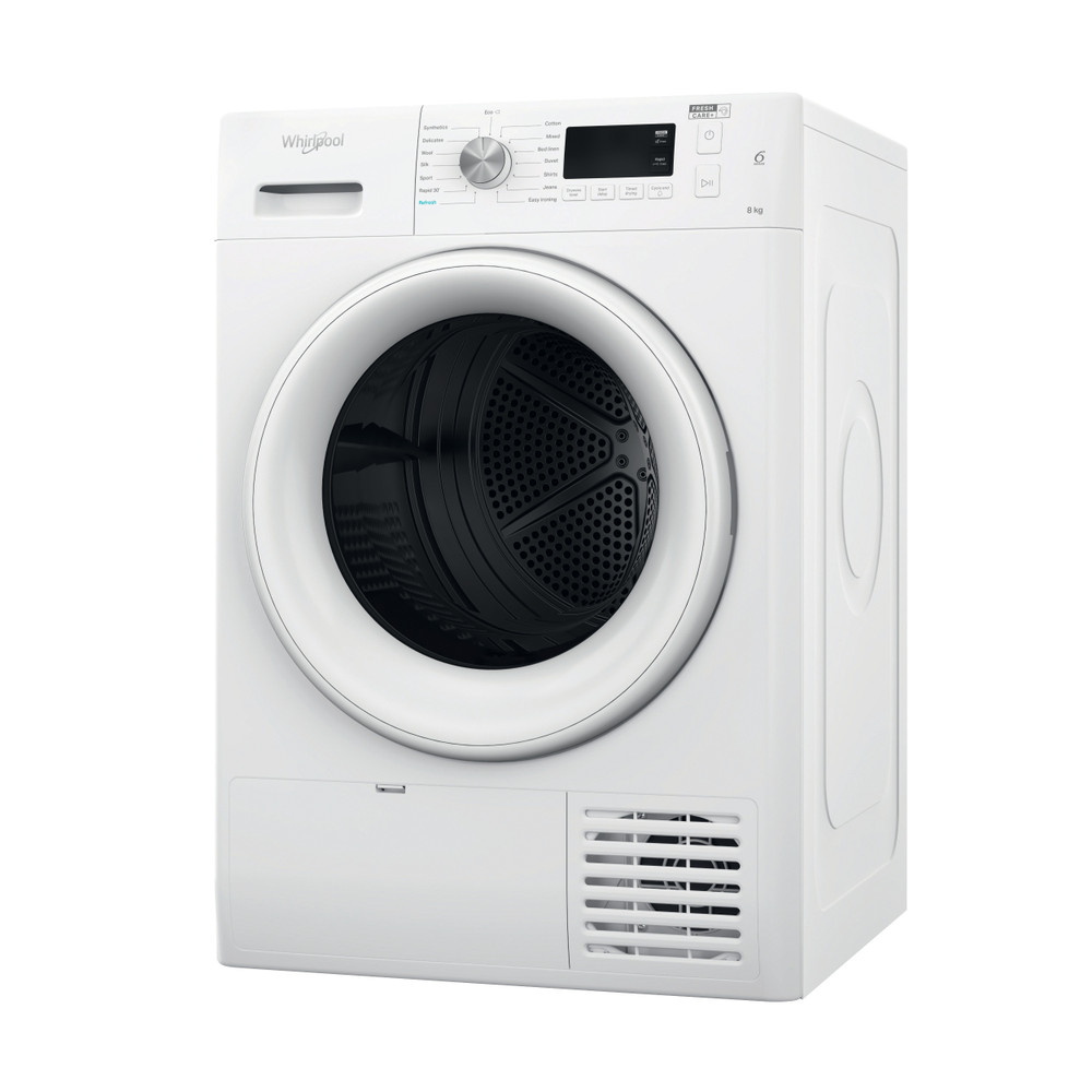 Whirlpool Freestanding Heat Pump FreshCare+ Dryer - White - 8kg - 1200rpm - A++ Rated - FFT M11 ...